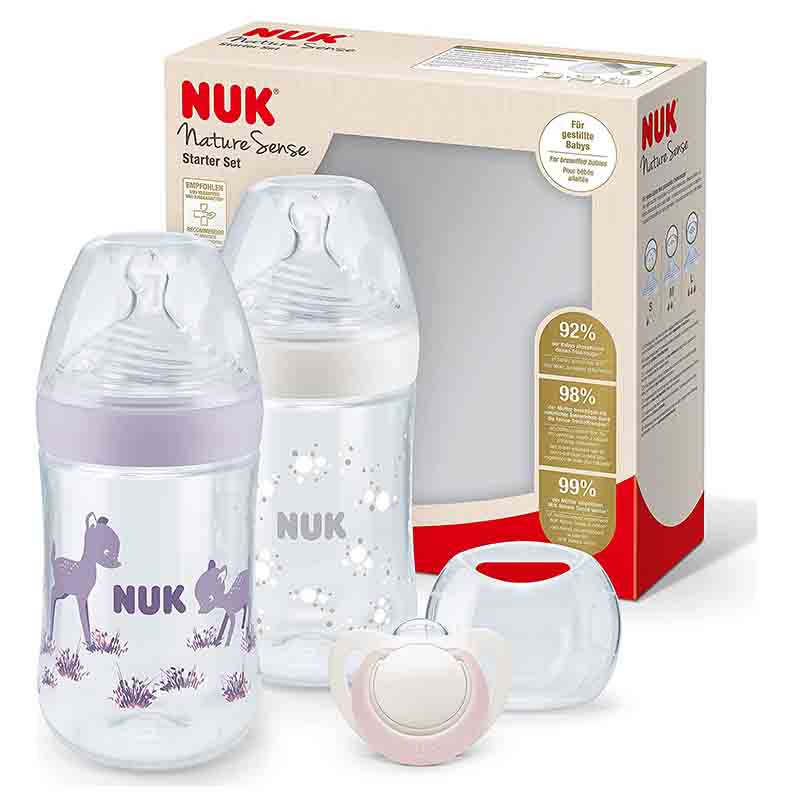 NUK Nature Sense Baby Bottles Twin Set (Pink) - Purejoy.pk